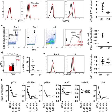 Tcr Signaling In Primary T Cells Of Patients A Histograms Of Pitk In T