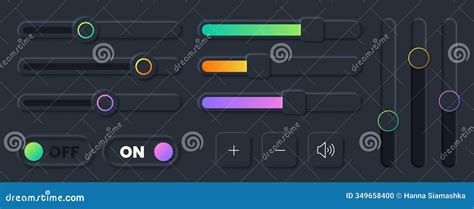 Scroll Bars Set Brightness Sliders Turn On And Off Toggle Switch