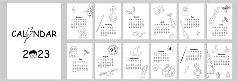 Diseño De Calendario 2023 Planificador De Calendario Mágico De Doodle