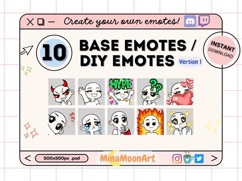 10x Emote Bases Diy Version 1 Emote Base Pack Custom Chibi Anime