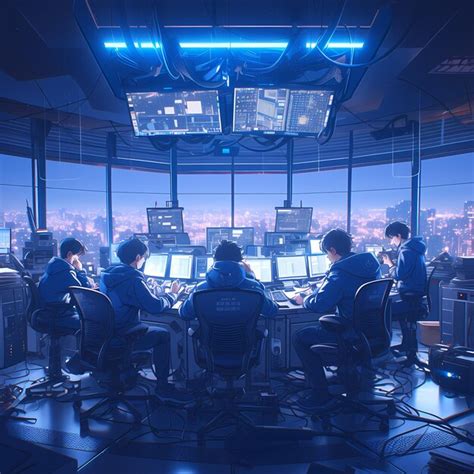 Hightech Cybersecurity Command Center Premium Ai Generated Image