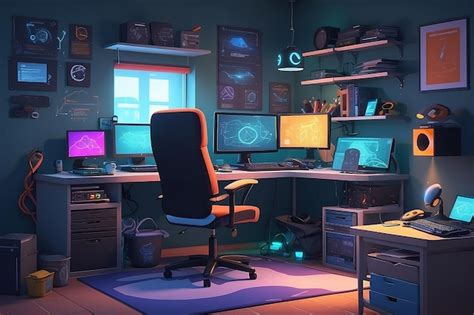 Premium Photo Teenager Boy Bedroom Night Interior Gamer Programmer