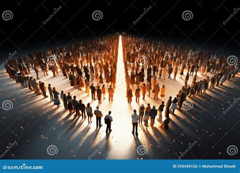 A Multitude Of People Shapes Arrows Symbolizing Unity In Business And