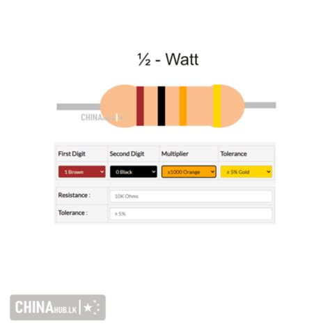 10k Resistor Half Watt 10 Pcs Pack Chinahub Lk