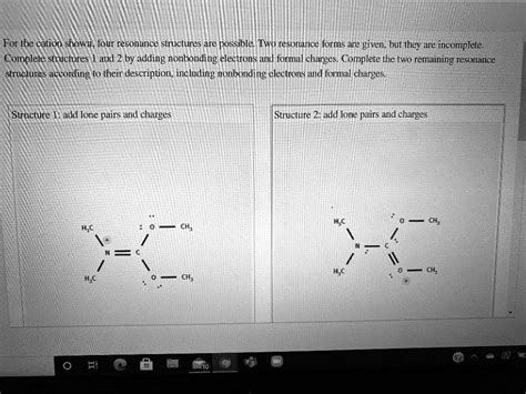 Solved For The Cation Shown Tour Resonance Structures Are Possible