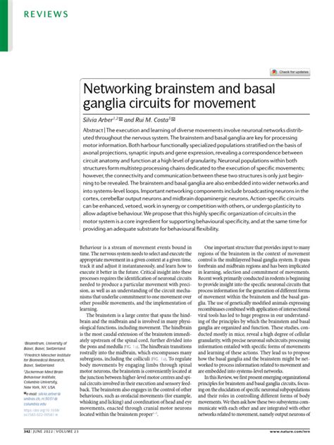 Networking Brainstem And Basal Ganglia Circuits For Movement Pdf