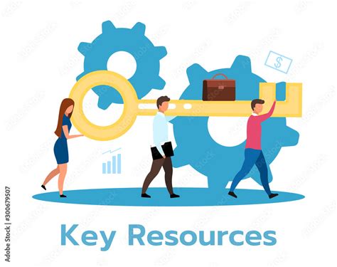 Key Resources Flat Vector Illustration Effective Company Functioning