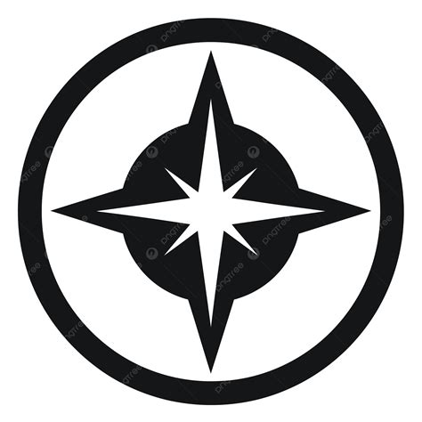 Black And White Compass Symbol In A Circle Vector A Simplistic Black