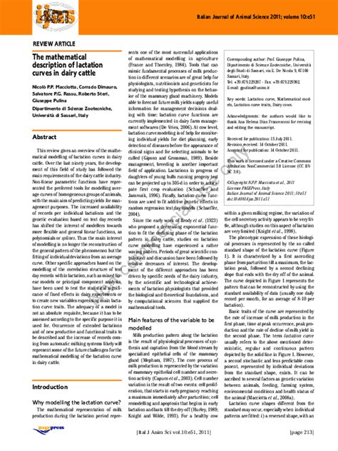 Pdf The Mathematical Description Of Lactation Curves In Dairy Cattle