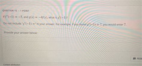 Solved Question 10 · 1 Point If F 1 5 And Gx