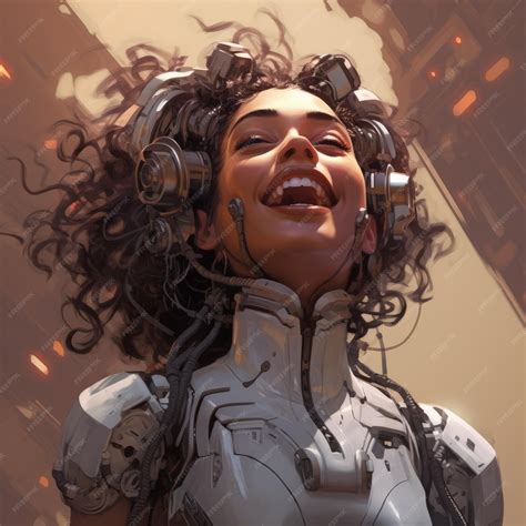 Premium Ai Image An Extremely Happy Friendly Cyborg Generative Ai