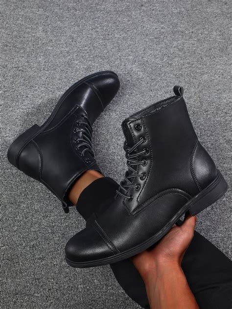Preto Collar Simples Botas De Combate Embellished Sapatos Masculinos
