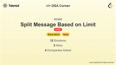 Split Message Based On Limit Dsa Problem Talentd