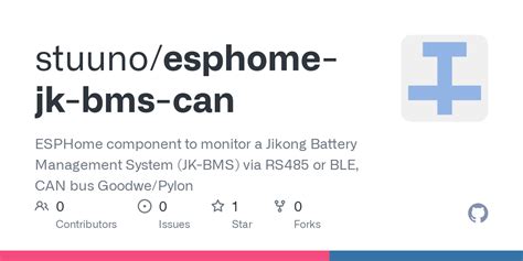 Github Stuunoesphome Jk Bms Can Esphome Component To Monitor A