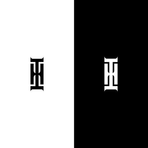 흑백 배경에 Hh 모노그램 로고 프리미엄 벡터
