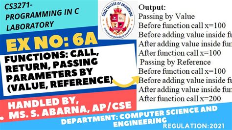Grace Coe Cse Cs3271 Programming In C Laboratory Ex6a Functions Call