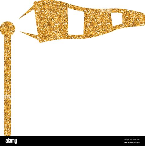 Windsock Icon In Gold Glitter Texture Sparkle Luxury Style Vector