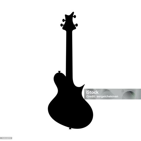 Electric Bass Guitar Icon Silhouette Of Guitar Music Instrument Icon
