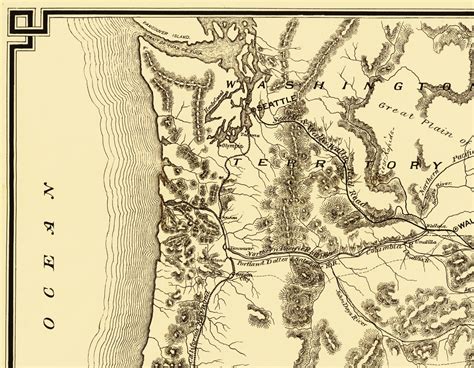 Railroad Map Washington Oregon Rail Routes 1874 23 X 2963 Vin
