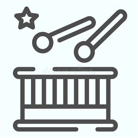 Drum With Drumsticks Line Icon Musical Percussion Instrument Vector