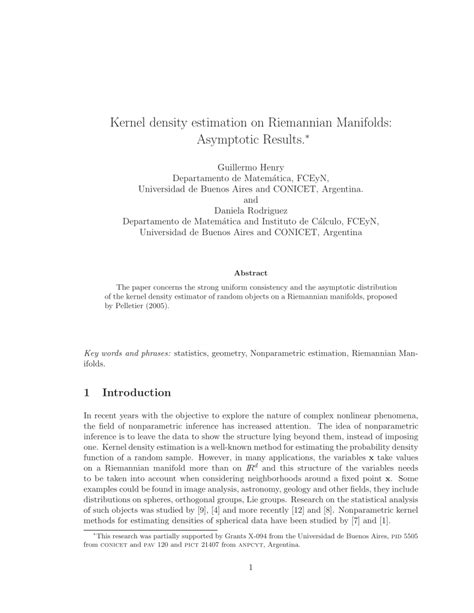 Pdf Kernel Density Estimation On Riemannian Manifolds Asymptotic Results