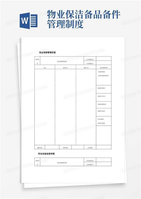 物业报修管理流程图 doc13页 Word模板下载 编号qxnggvna 熊猫办公