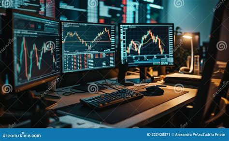 Advanced Desk Setup With Multiple Monitors Stock Illustration