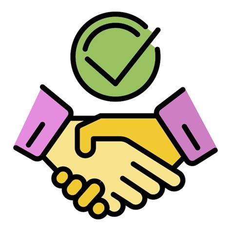 Premium Vector Handshake Check Icon Outline Handshake Check Vector Icon Color Flat Isolated