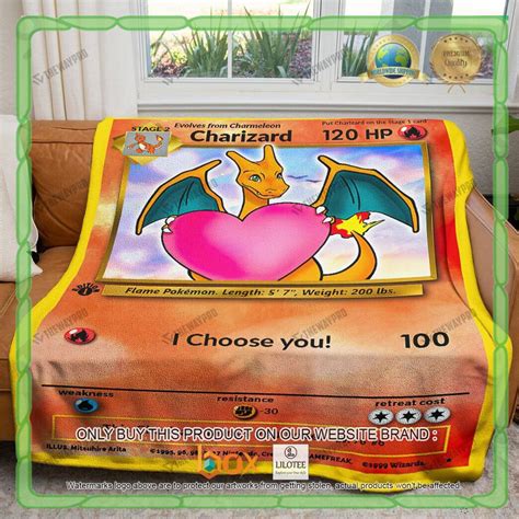 Hot Charizard I Choose You Anime Pokemon Blanket Shower Curtain