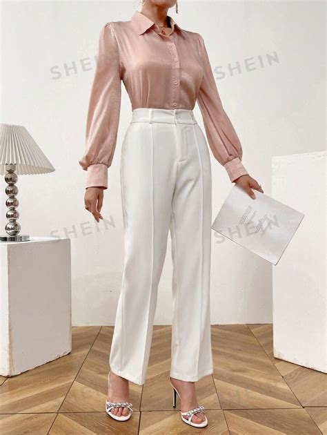 SHEIN Mulvari Blusa de manga larga sencilla y lisa para mujer Moda de Mujer SHEIN México