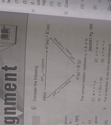 The Correct Relation Between Uvandw Is Ncert Pg 180 Filo