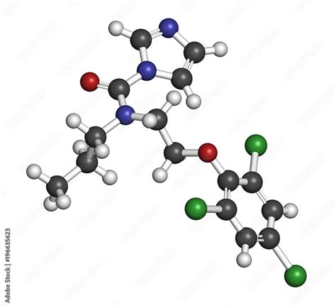 Prochloraz Fungicide Molecule 3D Rendering Atoms Are Represented As Spheres With Conventional