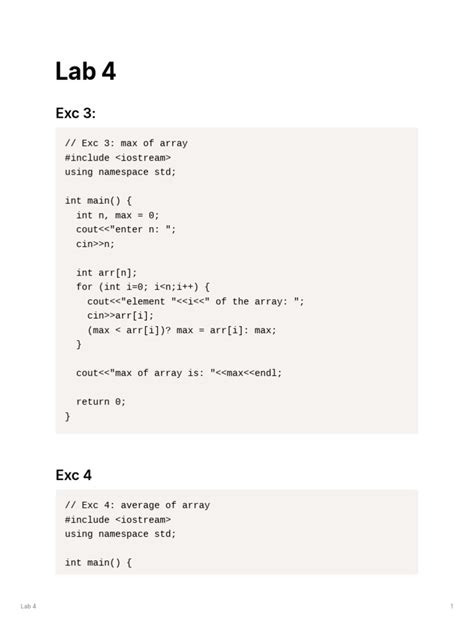 C Array And Function Exercises Pdf Namespace Computer Programming