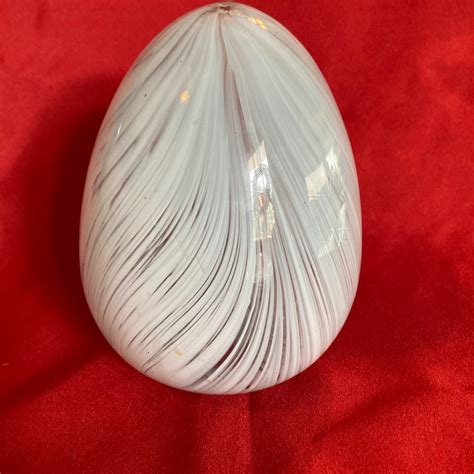 10 Vtg Large Art Glass Egg Paperweight