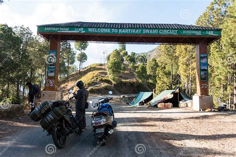 Adventure Riders With Loaded Bikes At Kartik Swami Temple Circuit A