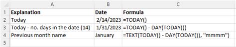 How To Get Previous Month Name From Date In Excel