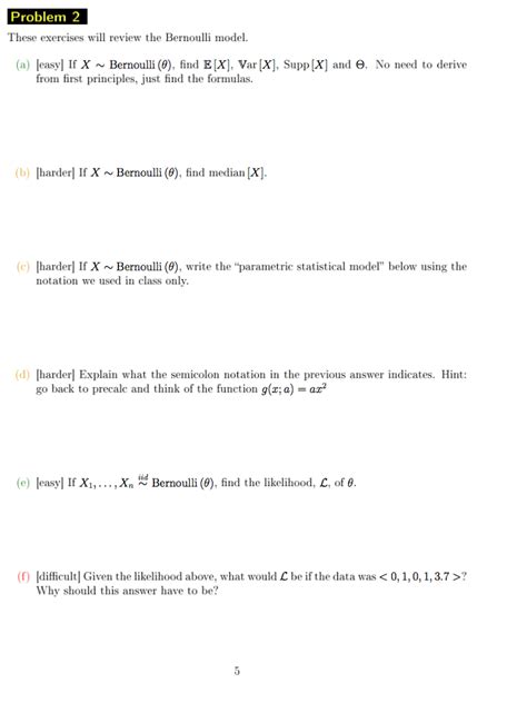 Solved Problem These Exercises Will Review The Bernoulli Chegg