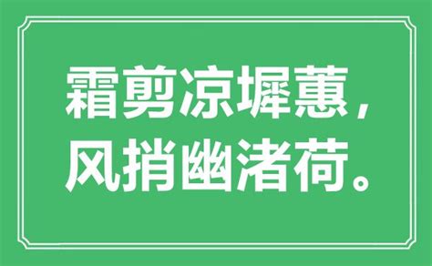 “霜剪凉墀蕙，风捎幽渚荷”是什么意思出处是哪里学习力