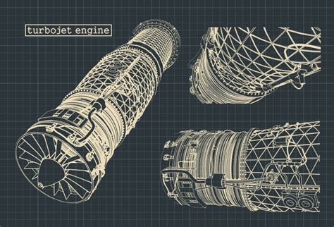 Jet Engine Industrial Blueprint Royalty Free Vector Image