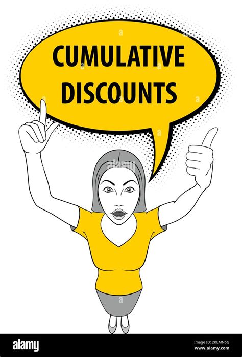 Illustration Of A Woman Pointing Her Fingers Up Cumulative Discount Stock Vector Image And Art