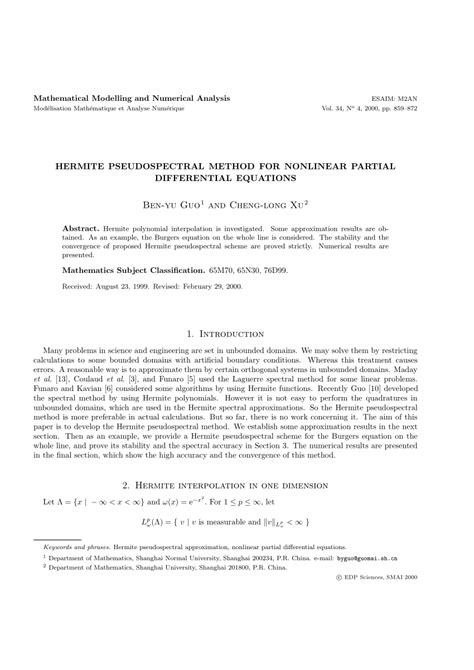 Pdf Hermite Pseudospectral Method For Nonlinear Partial Differential Equations