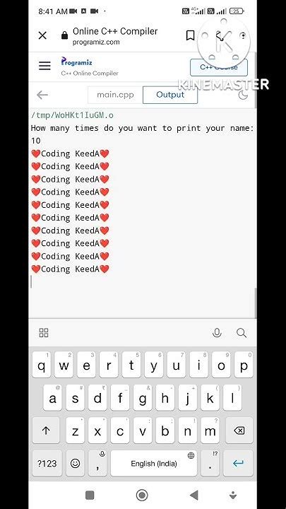 How To Print Your Name 100 Times On Console Screen In Cpp Coding
