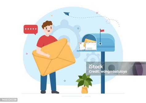 서신 배달 전자 메일 메시지 및 비즈니스 마케팅이 포함된 이메일 서비스 평면 만화 손으로 그린 템플릿 그림 광고에 대한 스톡 벡터 아트 및 기타 이미지 Istock