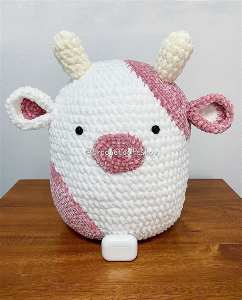 Squishy Jumbo Cow Squishmallow Crochetmallow Handmade Etsy