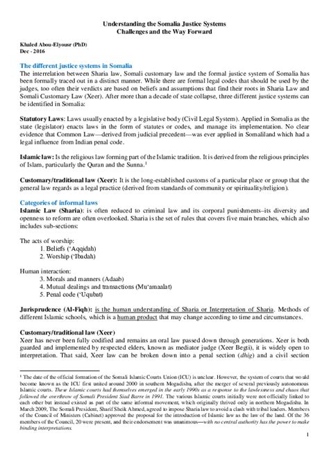 Pdf Comparative Analysis Of The Somali Justice Systems Sharia Law