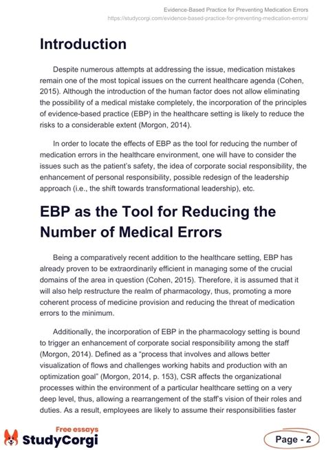 Evidence Based Practice For Preventing Medication Errors Free Essay