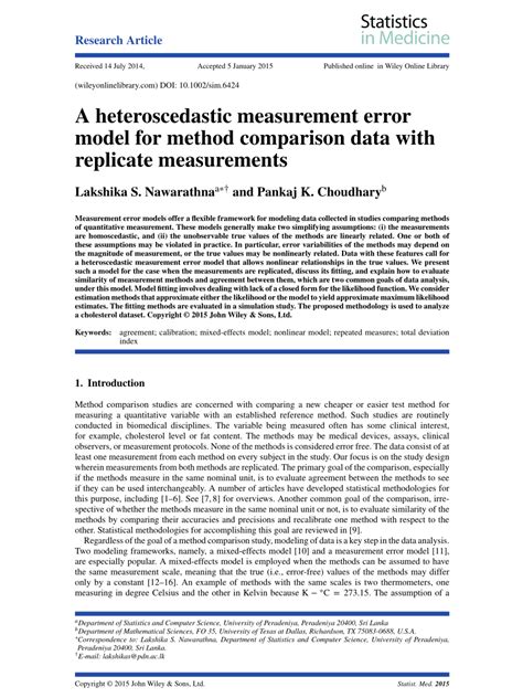 Pdf A Heteroscedastic Measurement Error Model For Method Comparison Data With Replicate