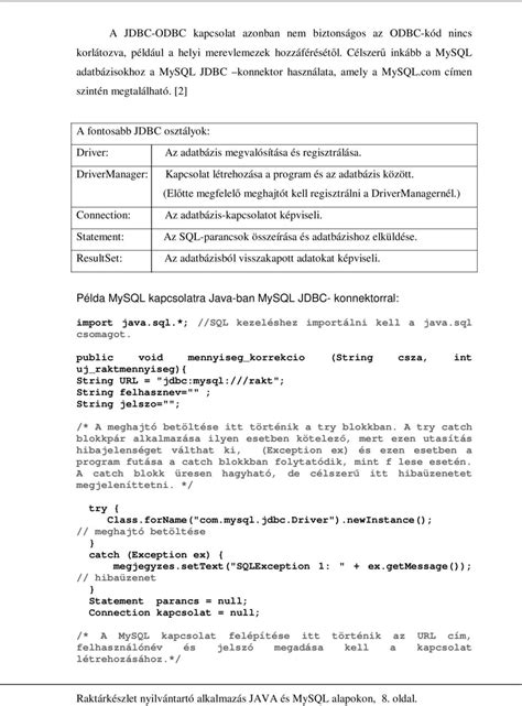 1bevezetés Raktárkészlet Nyilvántartó Alkalmazás Java és Mysql