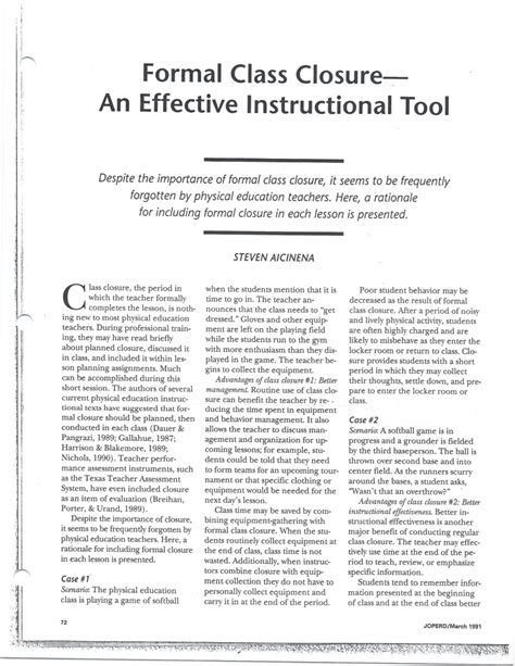 Pdf Formal Class Closure—an Effective Instructional Tool