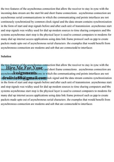 The Two Features Of The Asynchronus Connection That Allow The Receivpdf